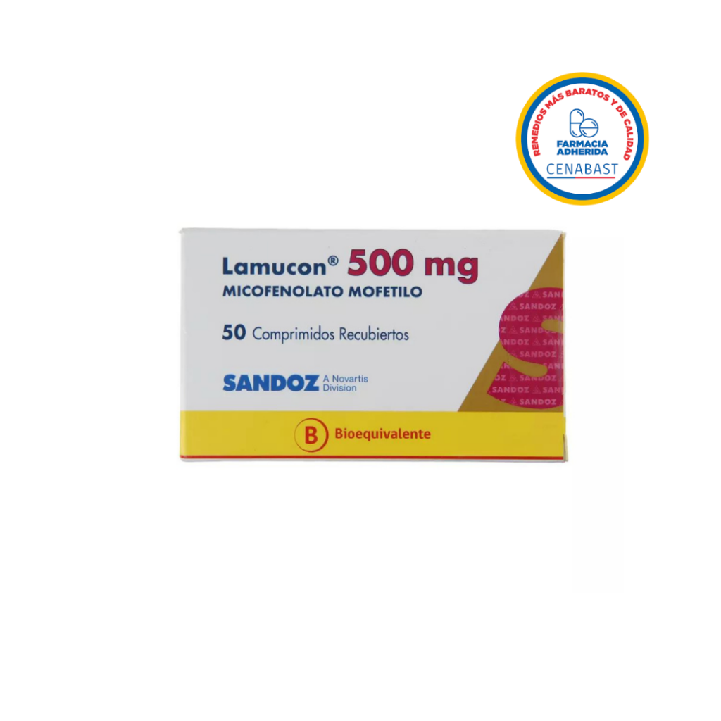 LAMUCON 500MG COMP REC X50 (MICOFENOLATO MOFETILO) CENABAST – Farmagran