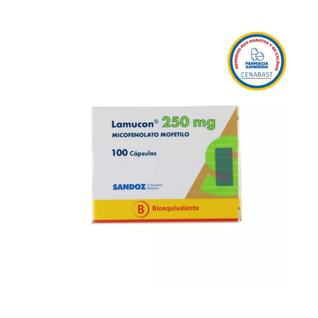 LAMUCON 250MG X100 CAPSULAS (MICOFENOLATO MOFETILO) CENABAST – Farmagran